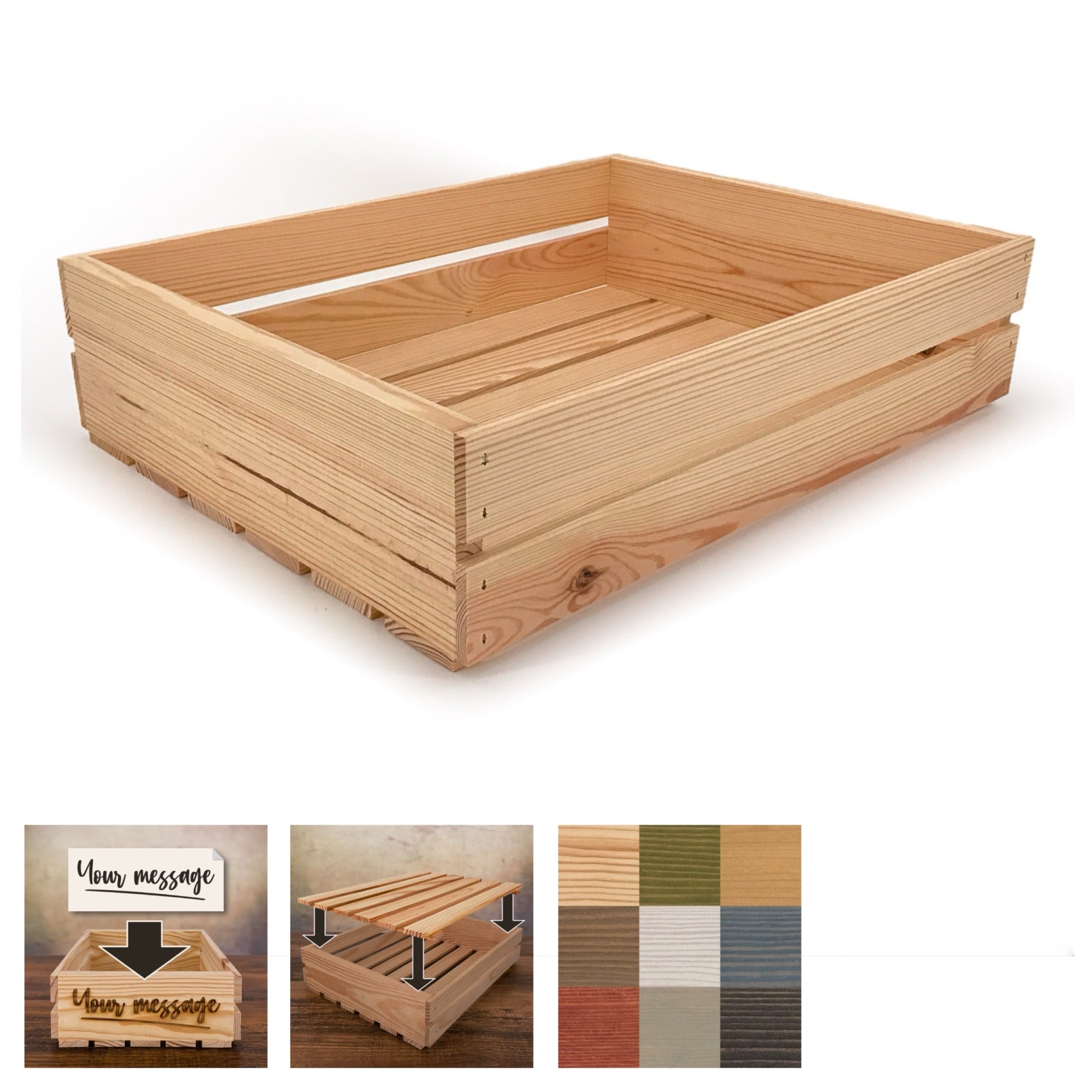 22x17x5.25" Small Wooden Crates - Open Slat, Handcrafted – Carpenter Core