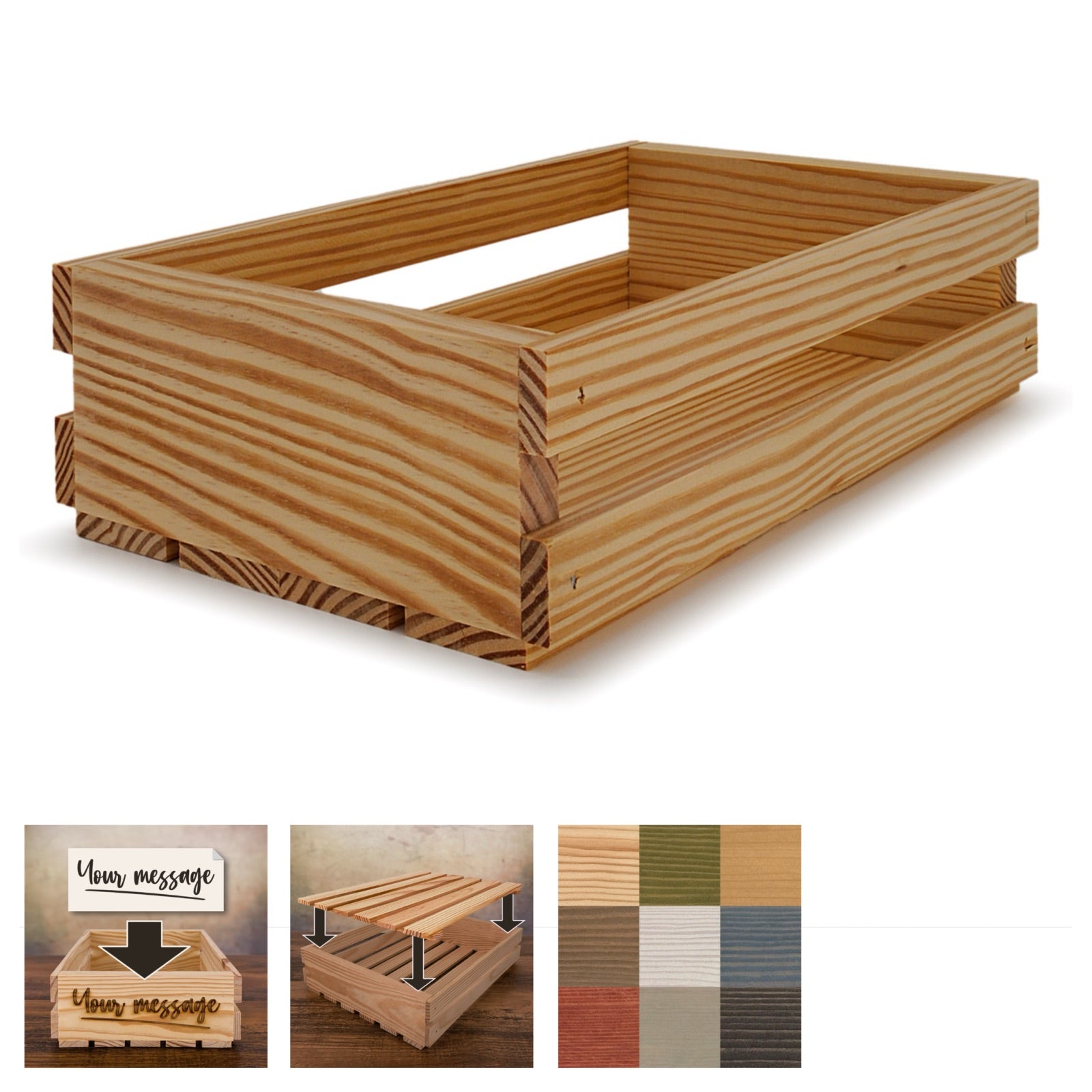 13x7.5x3.5" Small Wooden Crates - Open Slat, Handcrafted – Carpenter Core