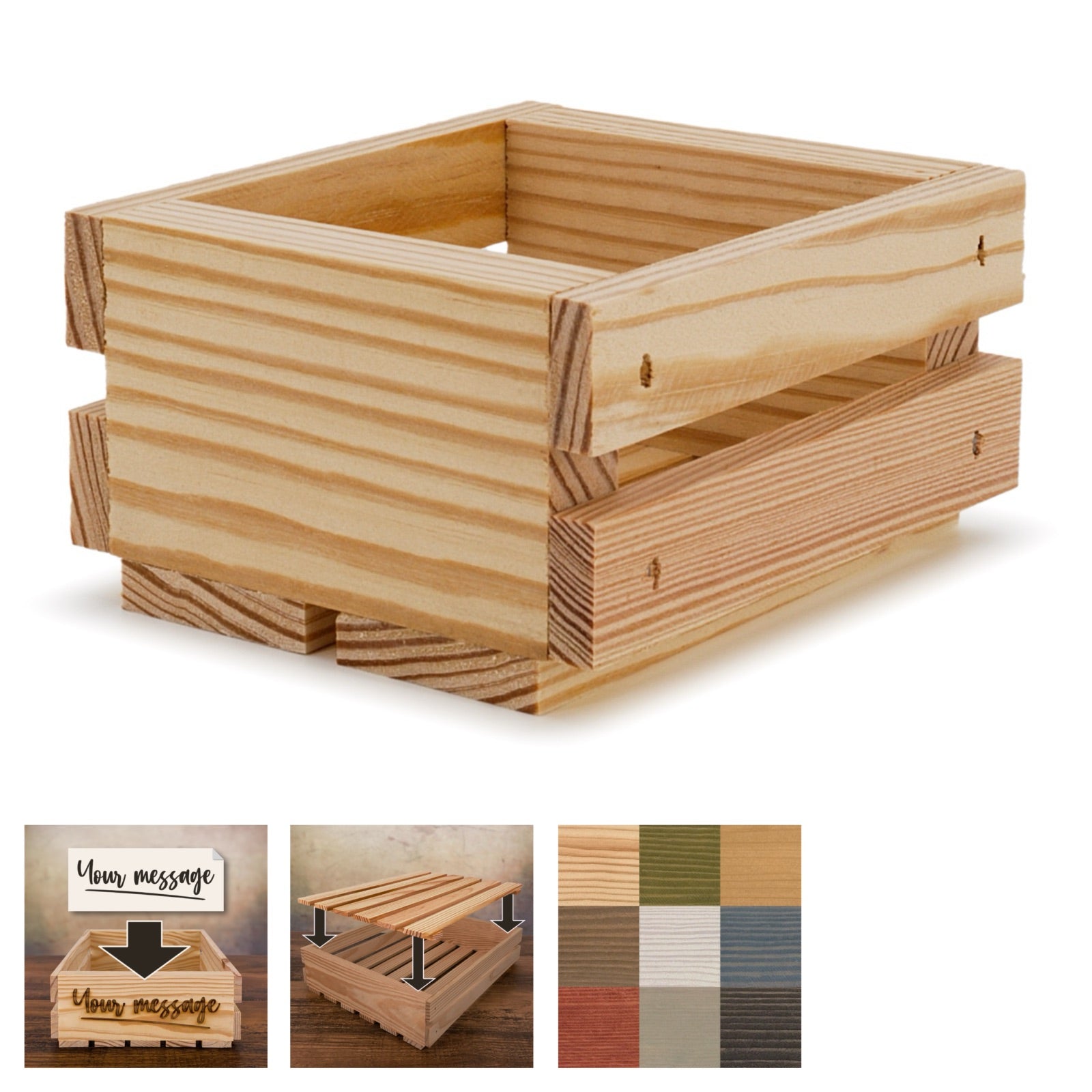 4x4x2.5" Small Wooden Crates - Open Slat, Handcrafted – Carpenter Core