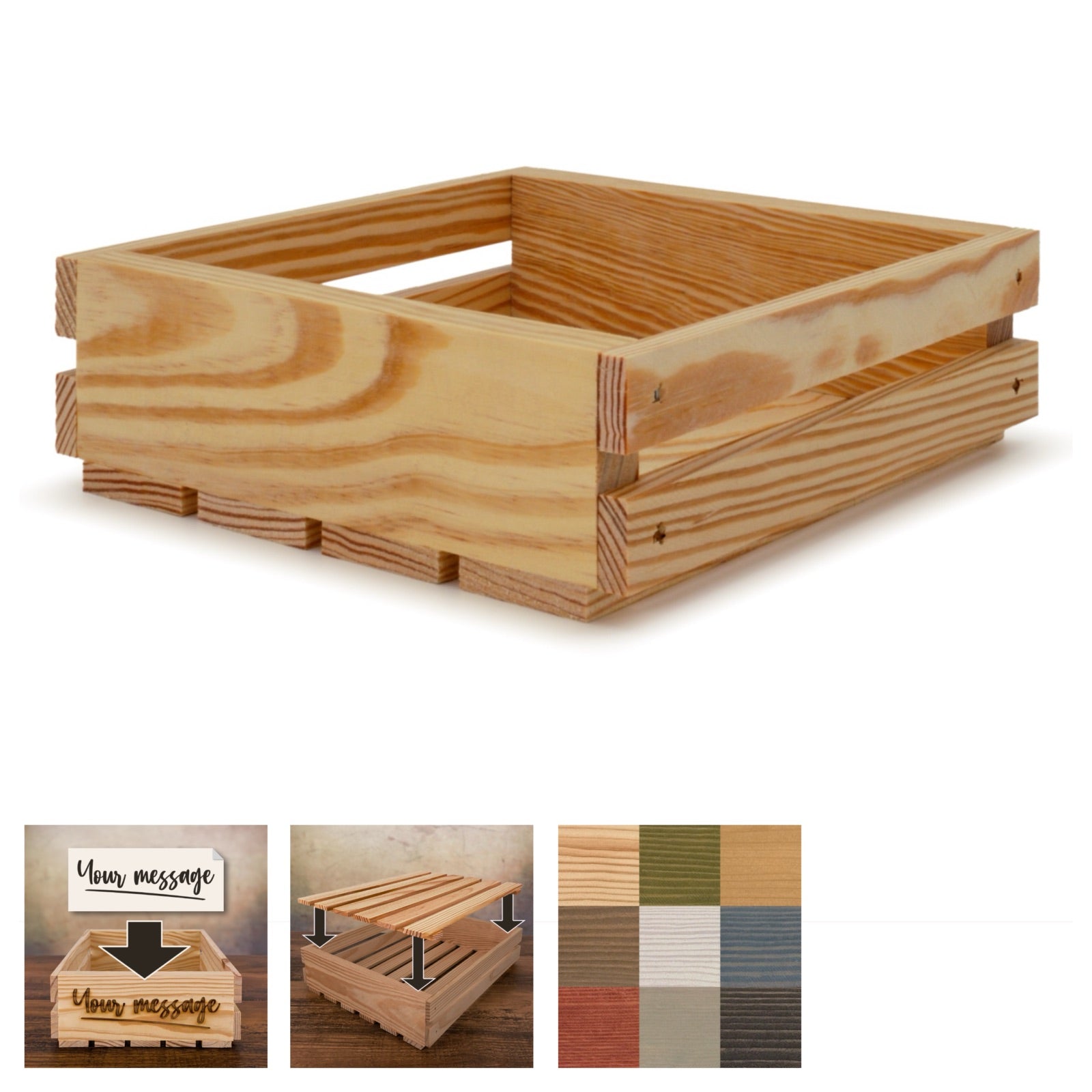 8x8x2.5" Small Wooden Crates - Open Slat, Handcrafted – Carpenter Core